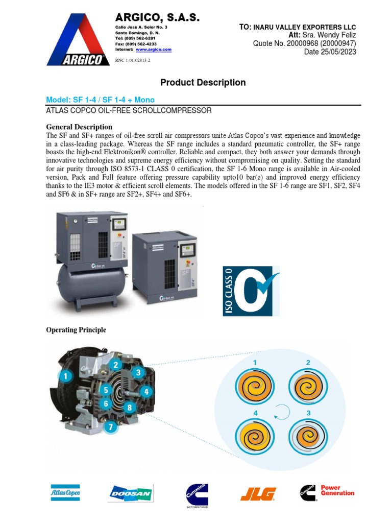 Argico Atlas Copco) - Sf4+-145 FF Mono - Inaru Valley Exporters LLC | PDF