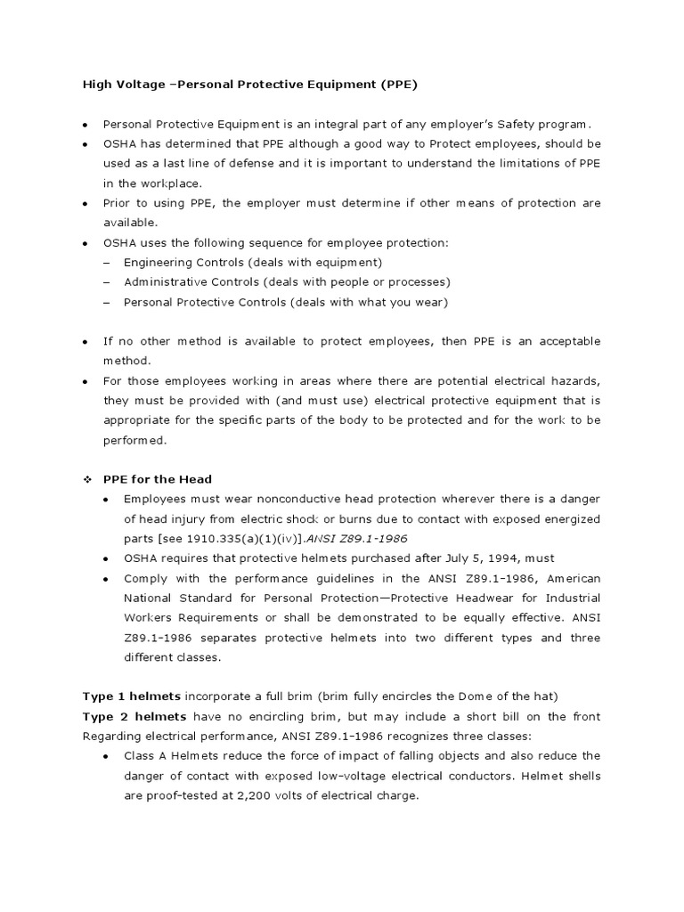 Ppe High Voltage | PDF