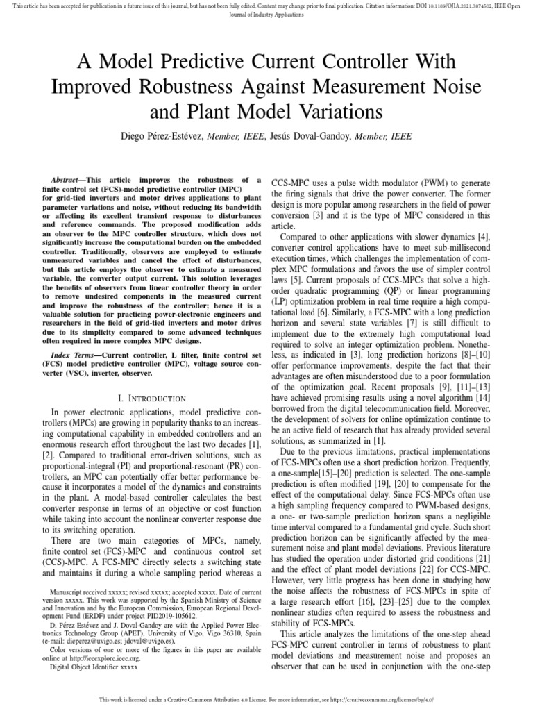 A Model Predictive Current Controller With Improve | PDF | Control ... A Model Predictive Current Controller With Improve | PDF | Control ...