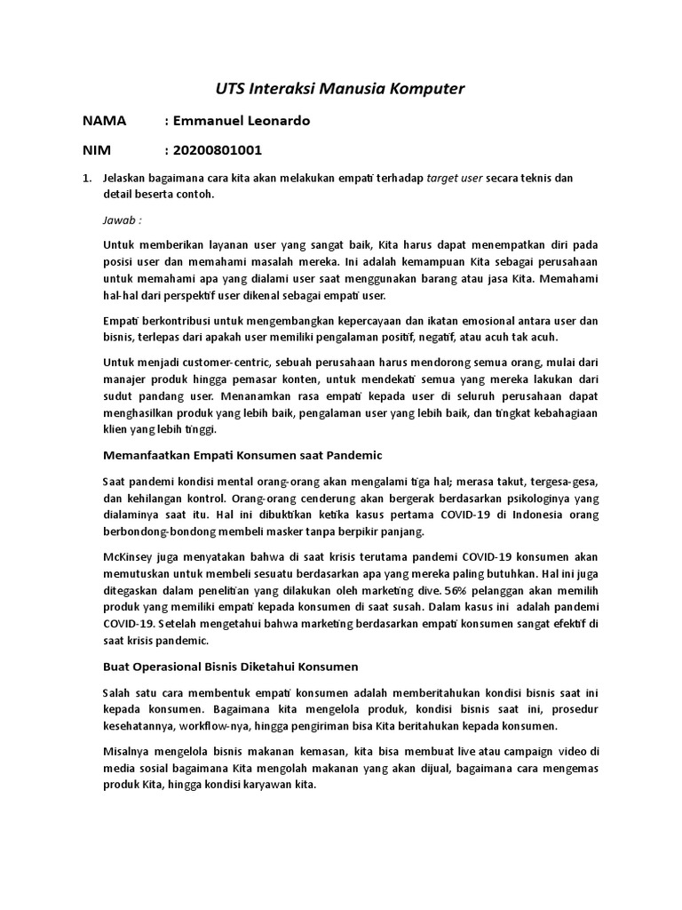 UTS Interaksi Manusia Komputer | PDF | Karier & Perkembangan