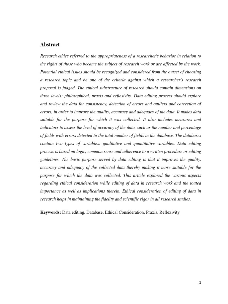 Ethical Data Editing in Research | PDF | Survey Methodology ...