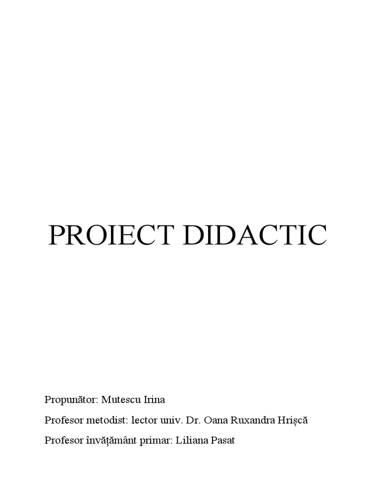 Proiect Didactic-Avap | PDF