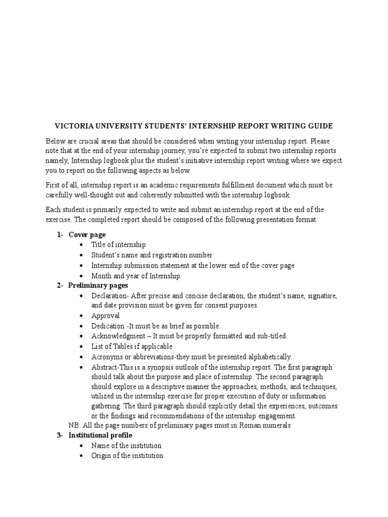 VU Internship Report Writing Guide - 15th-04-2023 | Download Free PDF ...