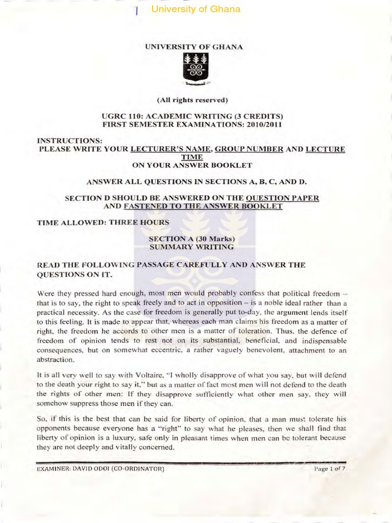 Ugrc 110 Past Questions 3 | PDF