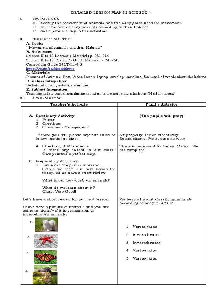 Detailed Lesson Plan in Science 4 | PDF | Lesson Plan | Teachers