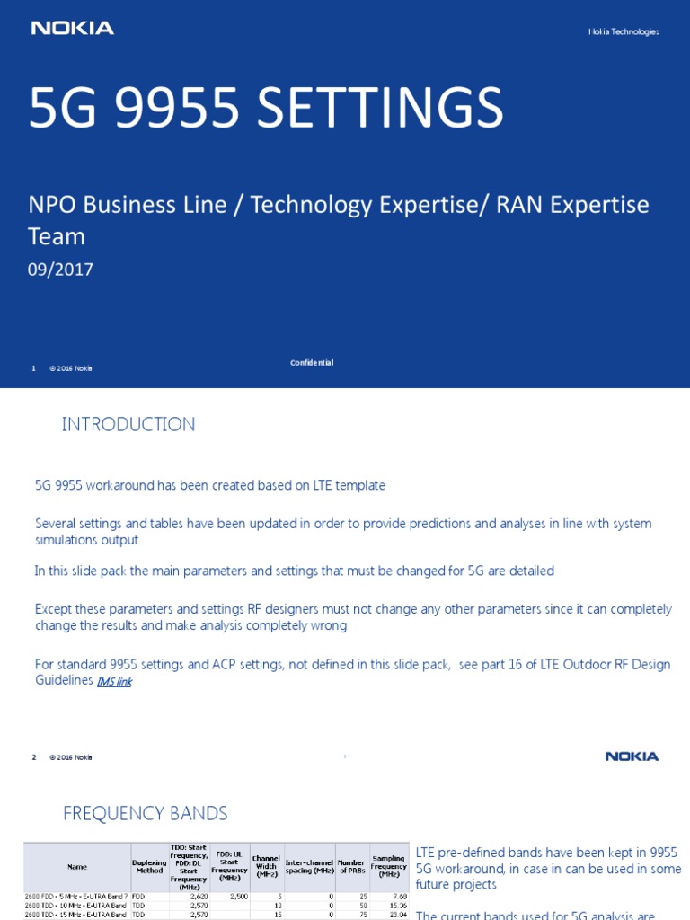 5G and LTE mMIMO Training 2nd Day - 5G 9955 Settings-Ed6-Internal | PDF ...