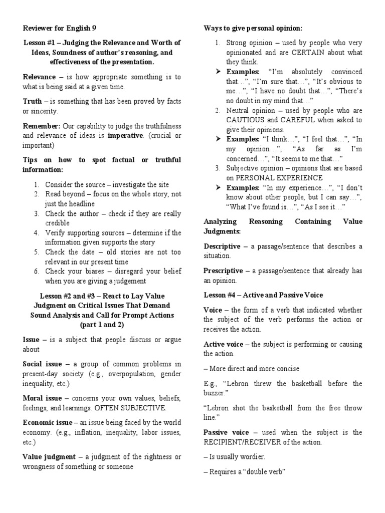 Reviewer For English 9 | PDF | Experience | Reason