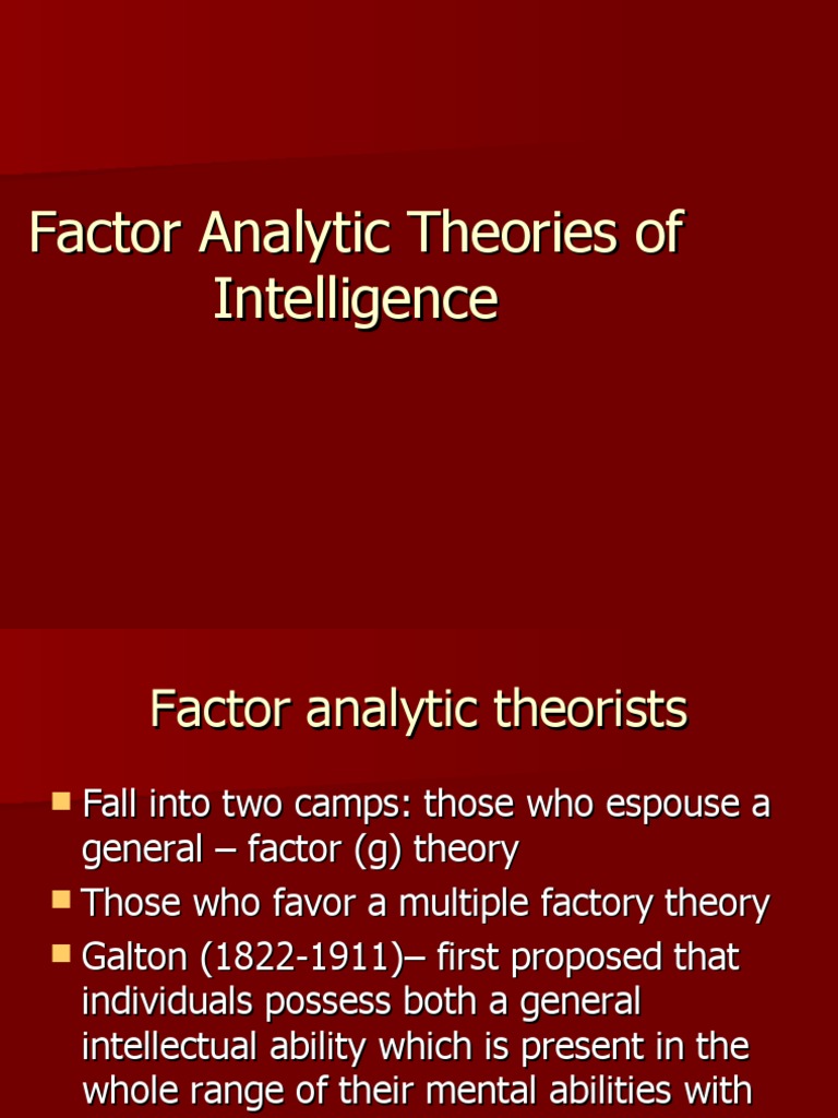 Factor Analytic Theories of Intelligence | PDF