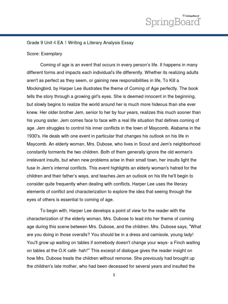 Exemplary Lit Analysis | PDF