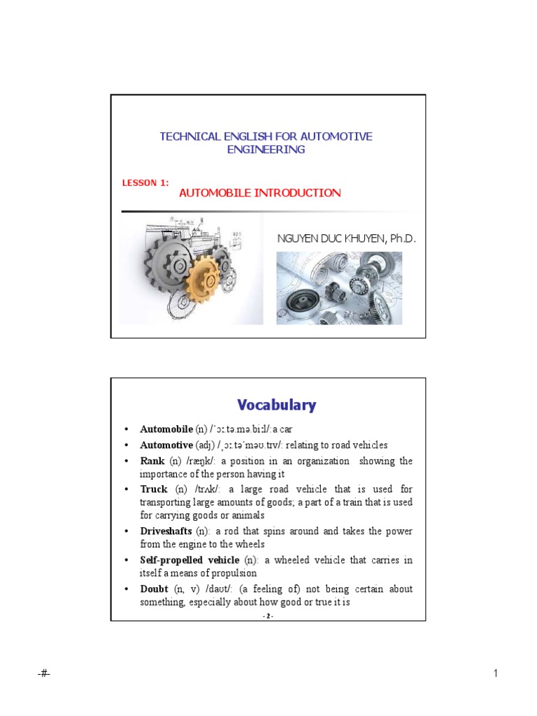 Technical English For Automotive Engineering | PDF | Internal ...