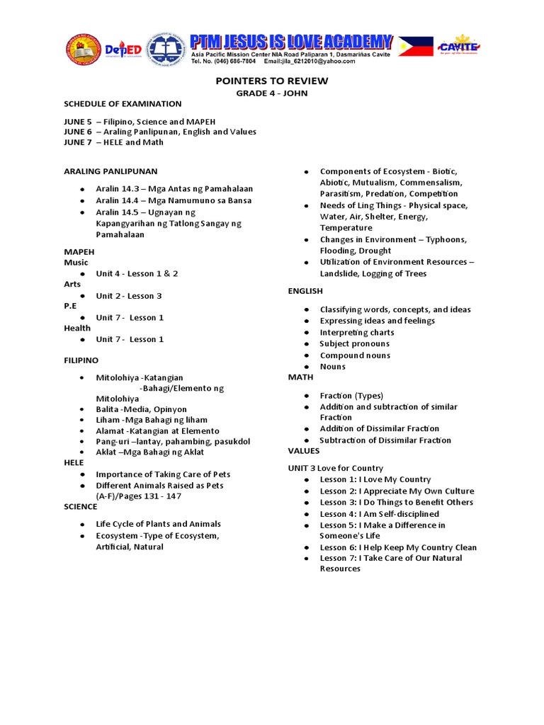 POINTERS TO REVIEW 4th | PDF