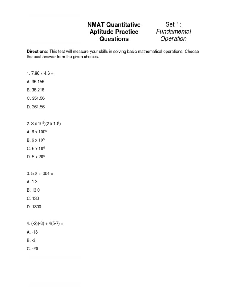 NMAT Math Practice for Test Takers | PDF | Mathematics | Applied ...