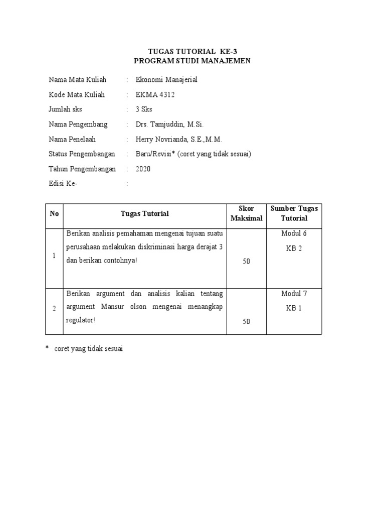 Tugas Tutorial 3 Ekma4312 | PDF | Karier & Perkembangan