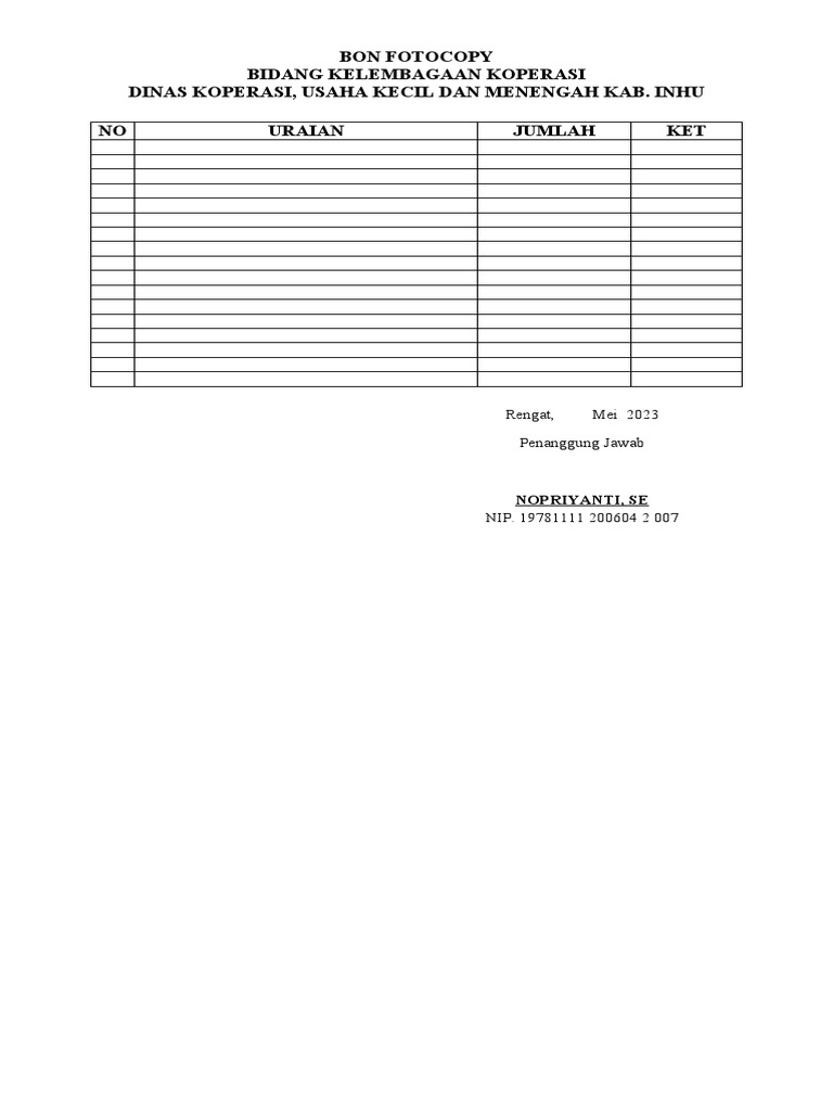 Bon Alat Tulis Kantor | PDF