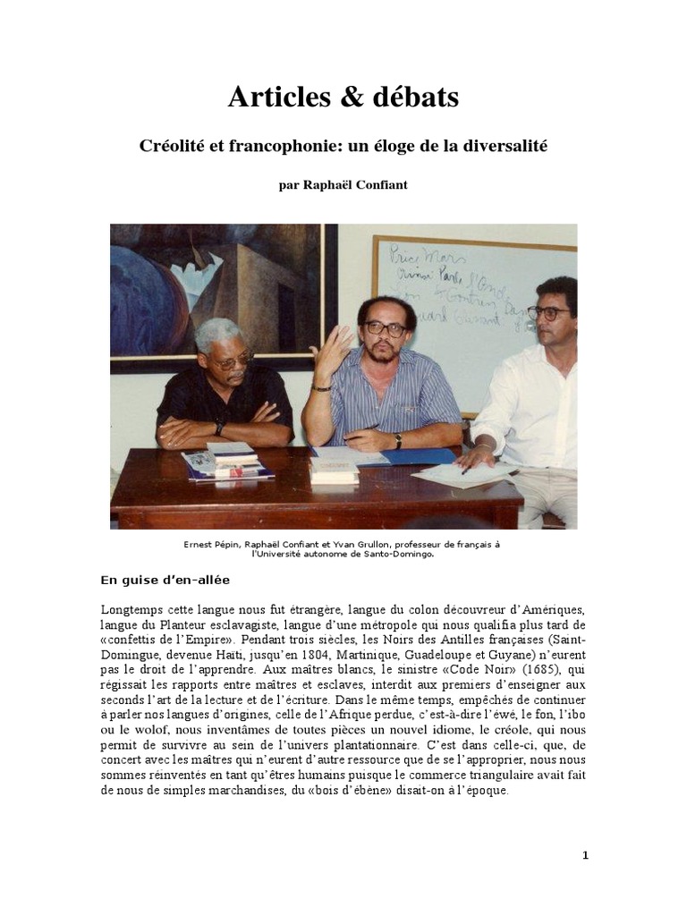 Créolité et Diversité Linguistique Antillaise | PDF | Langue française ...