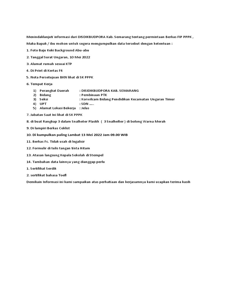 Berkas Fip PPPK | PDF