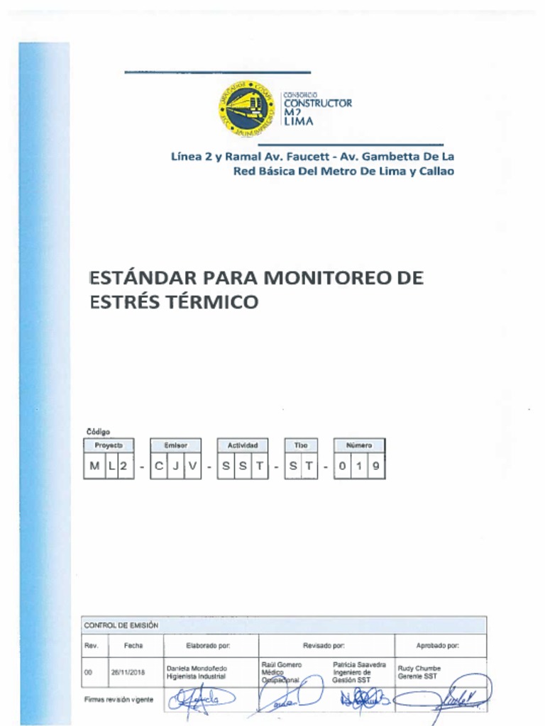ML2-CJV-SST-ST-019 Estándar de Monitoreo de Estrés Térmico Rv00 | PDF