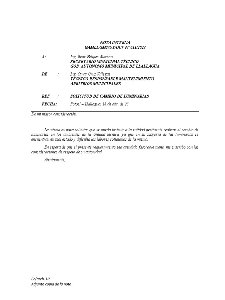 1 Nota Interna Pedido Ins Foco | PDF