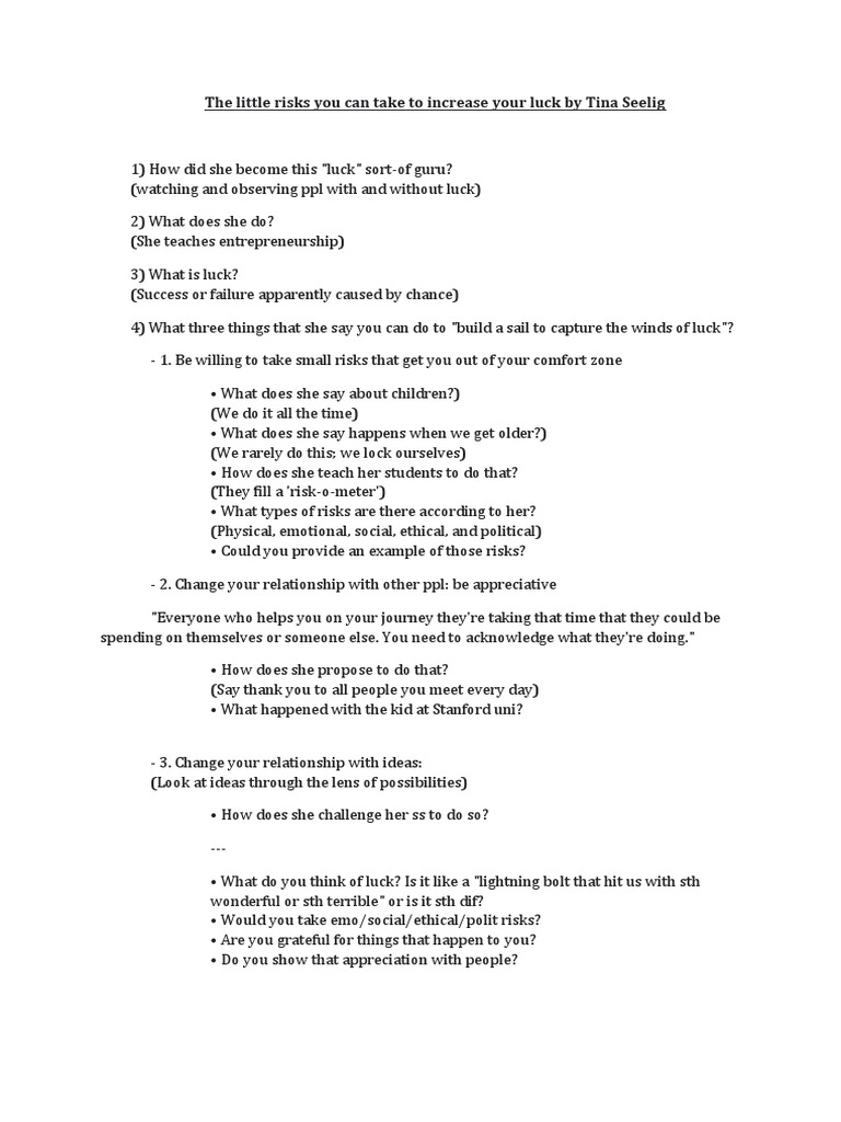 Ted Talk - Taking Risks | PDF Ted Talk - Taking Risks | PDF