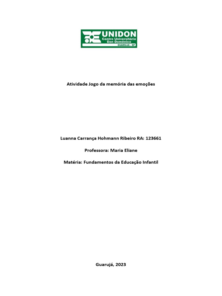 Jogo Da Memória | PDF