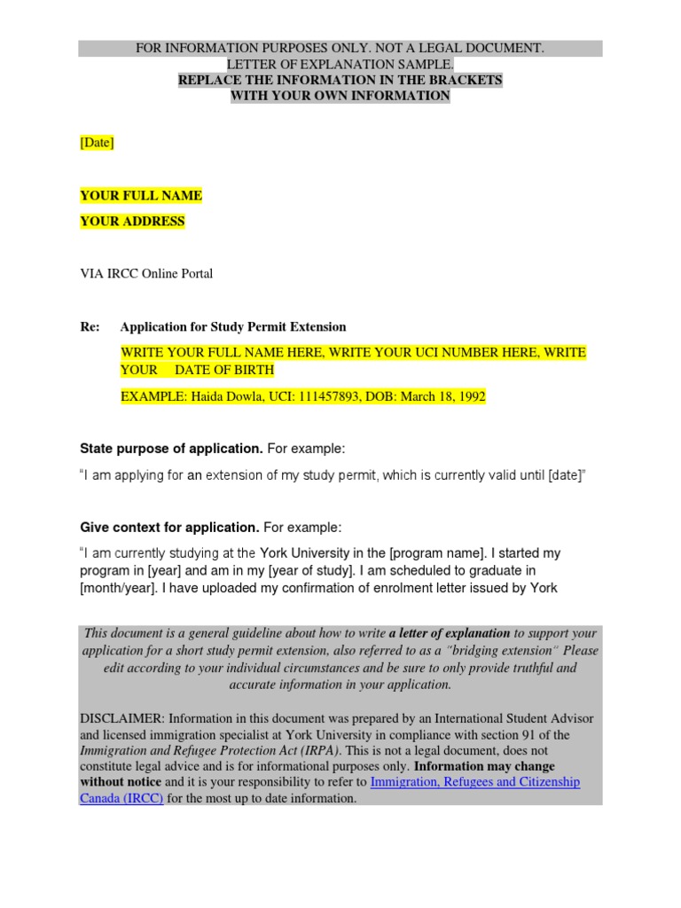 Study Permit Extension Letter of Explanation Template | PDF | Cultural Globalization | Immigration
