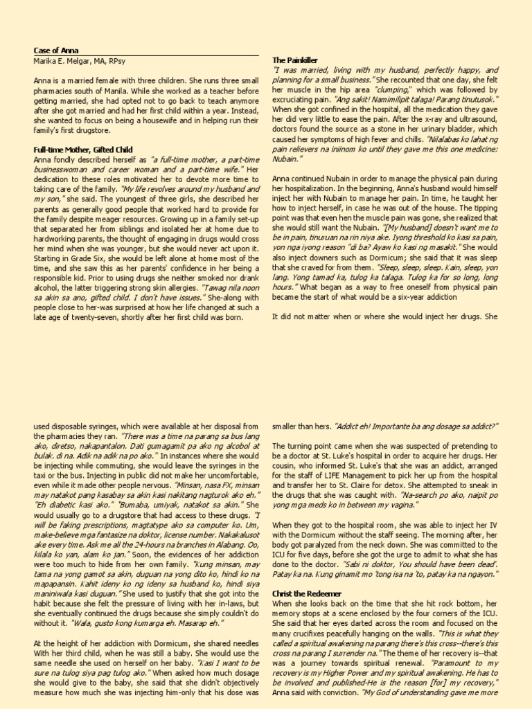 Anna's Journey: From Addiction to Recovery | PDF