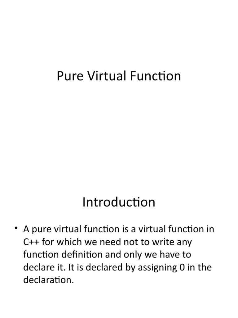 Pure Virtual Function | PDF | Class (Computer Programming) | C++