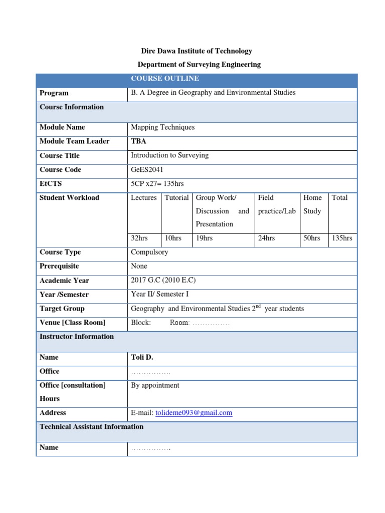 Geography Course Outline | PDF | Surveying | Compass