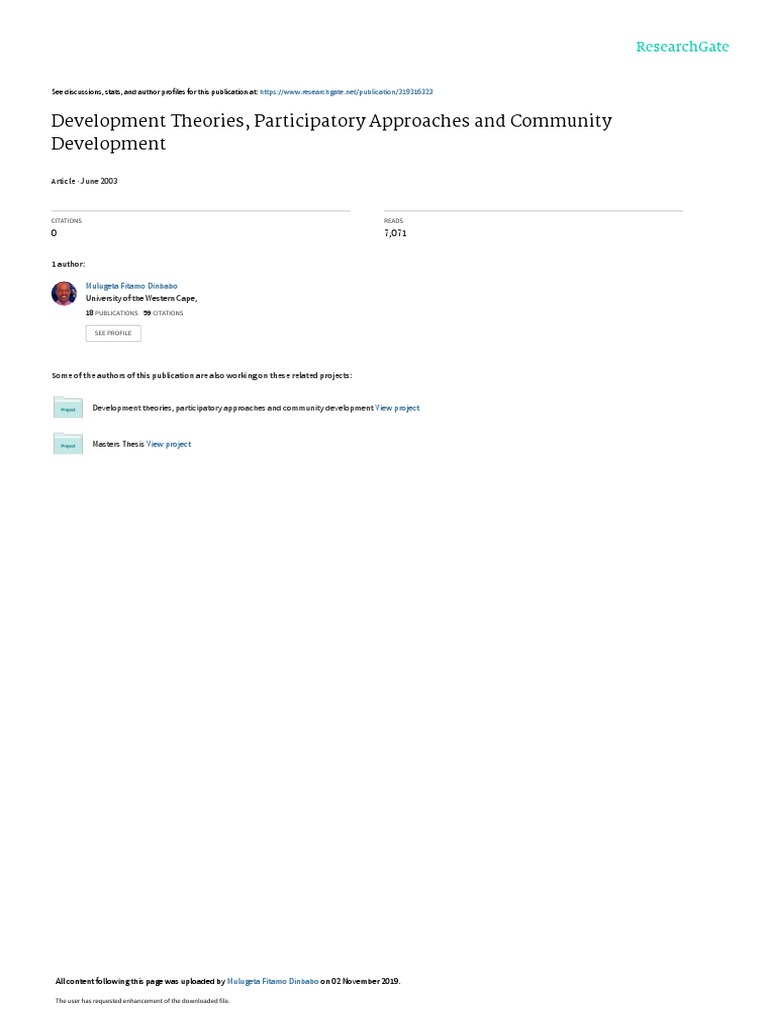 Development Theories and Community Engagement | PDF