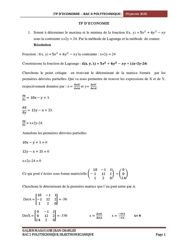 TP3 Economie-1 | PDF | Mathématiques appliqués | Analyse mathématique