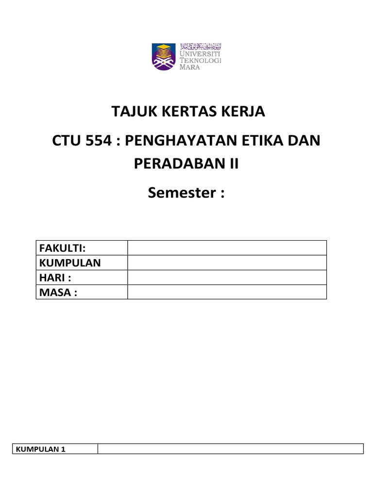 Tajuk Kertas Kerja Ctu554 | PDF