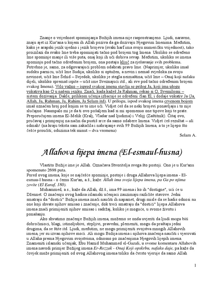 Allahova Imena | PDF