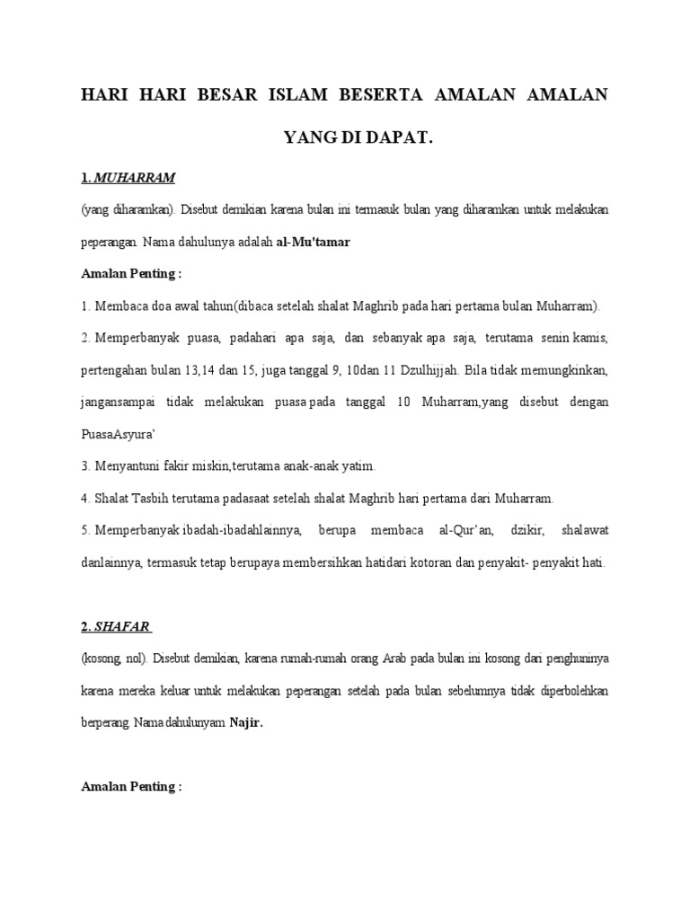 Hari Hari Besar Islam | PDF | Agama & Spiritualitas