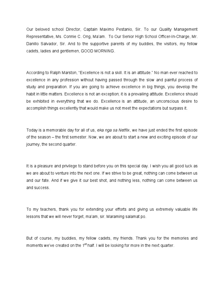 Warm Good Morning Speech to All | PDF