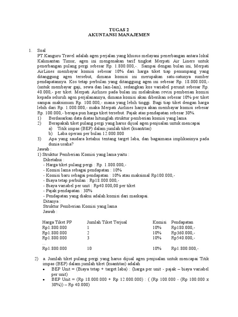 Analisis Akuntansi Manajemen PT Kanguru | PDF | Karier & Perkembangan ...