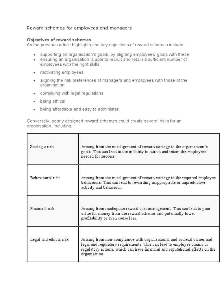 Effective Employee Reward Schemes Guide | PDF | Employee Retention ...