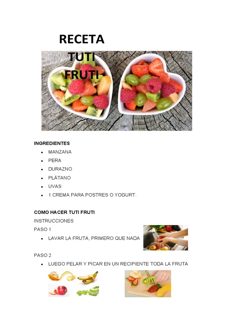 Receta fácil de Tutti Frutti | PDF | Cocina, comidas y vino | Salud y ...