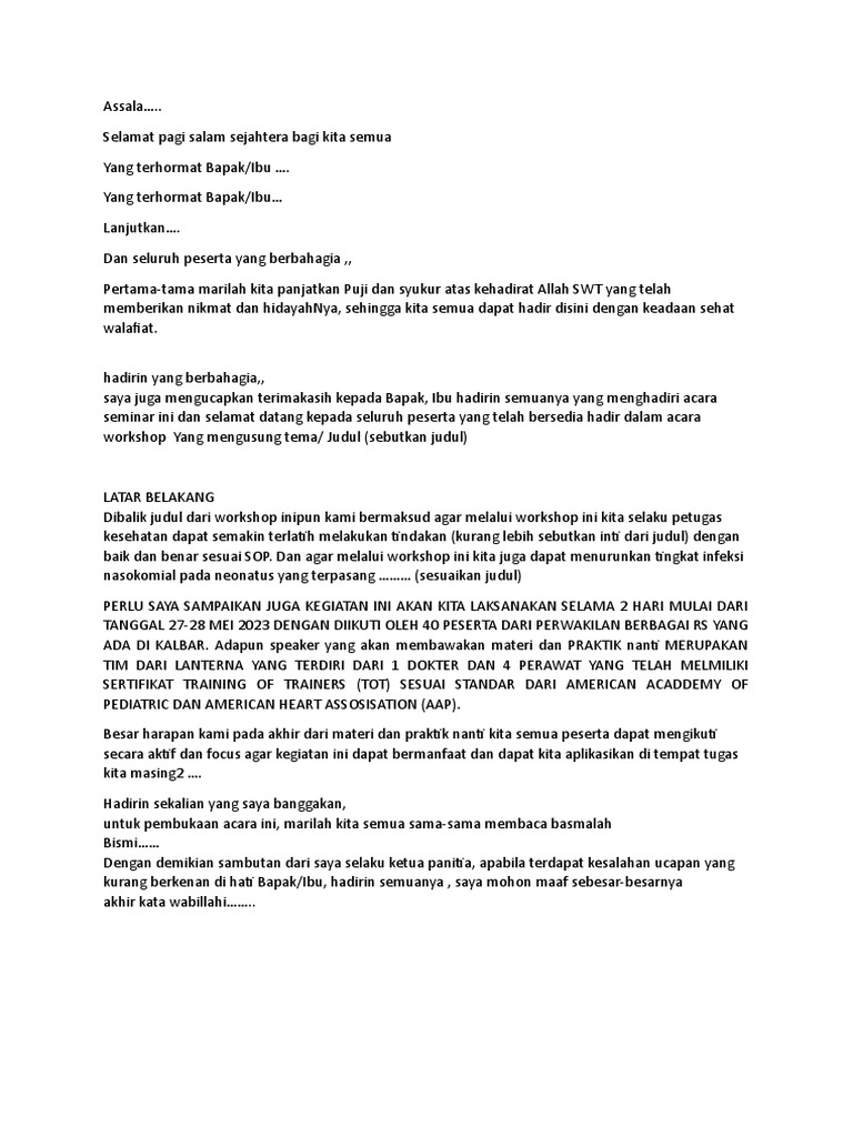 Contoh Kata Sambutan | PDF