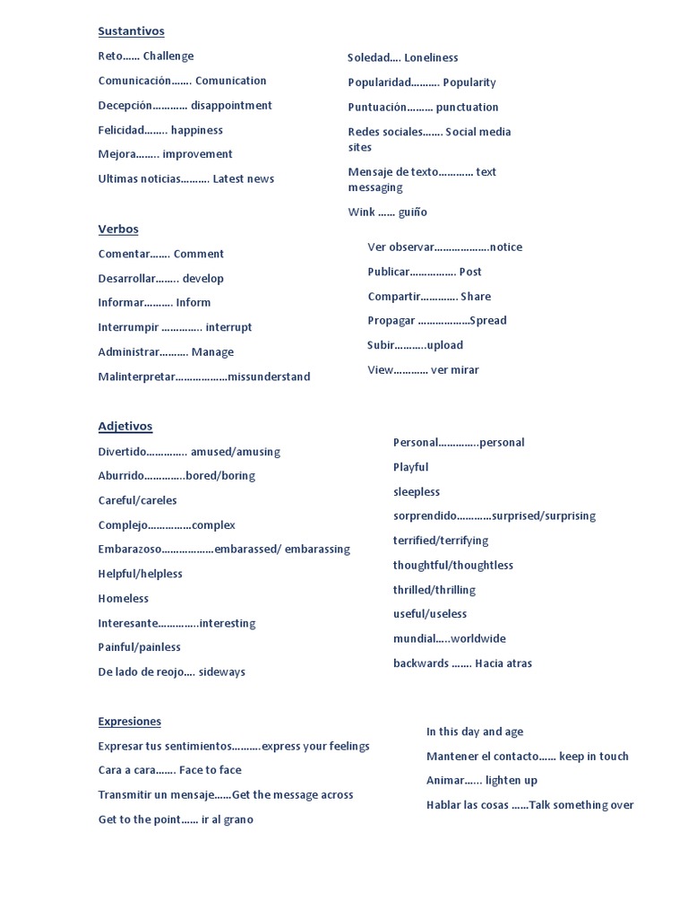 Vocabulario Ingles | PDF | Unidades Semánticas | Morfología Lingüística