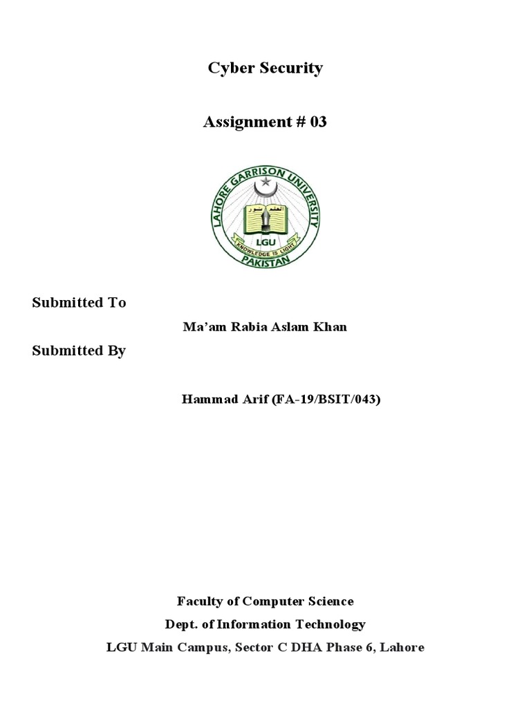 Fall 19 Bsit 043 Hammad Arif Pdf Cryptography Key Cryptography