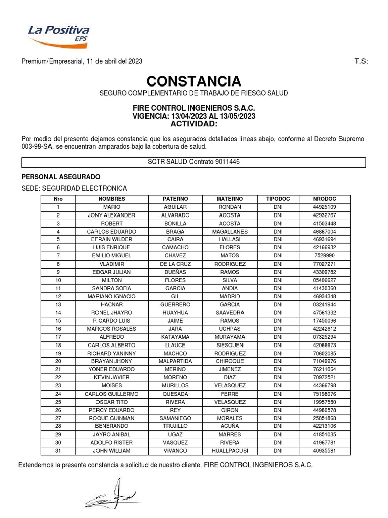 Constancia SCTR Salud Pension Abril 2023 Mayo 2023 3 | PDF