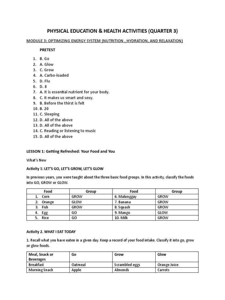 PE - Module 3 | PDF | Healthy Diet | Diet (Nutrition)