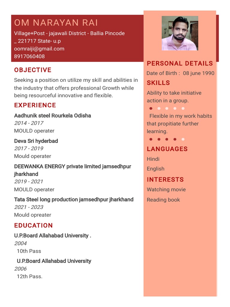 Resume of Om Narayan Rai | PDF