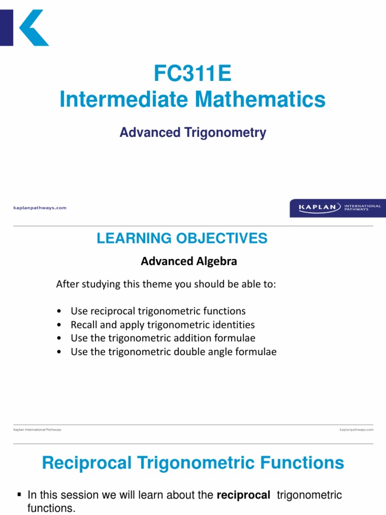 Advanced Trigonometry - Presentation | PDF | Trigonometric Functions ...