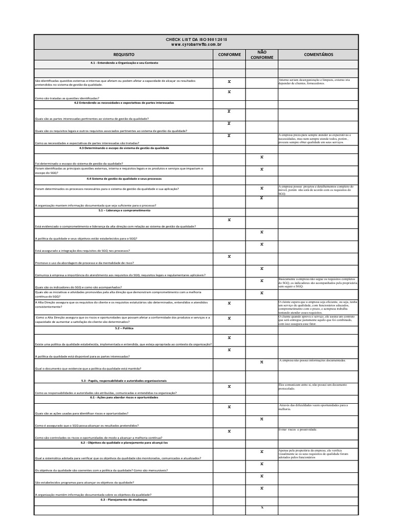 Check List ISO900 | PDF | Qualidade (negócios) | Competência (Recursos ...