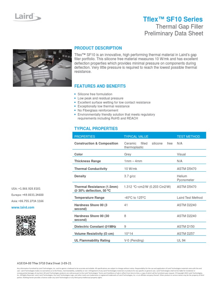 A18314-00 Tflex SF10 Data Sheet - 09272021 | PDF | Trademark ...