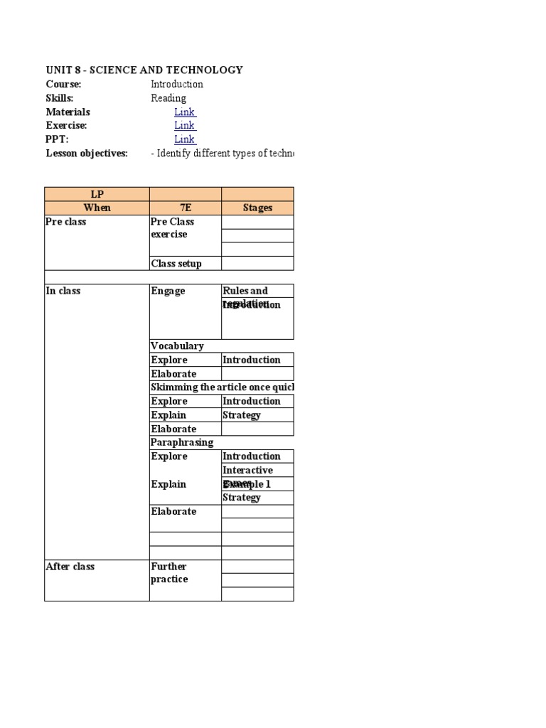 Introduction-U8 - L33 - Lesson Plan | PDF | Vocabulary | Learning