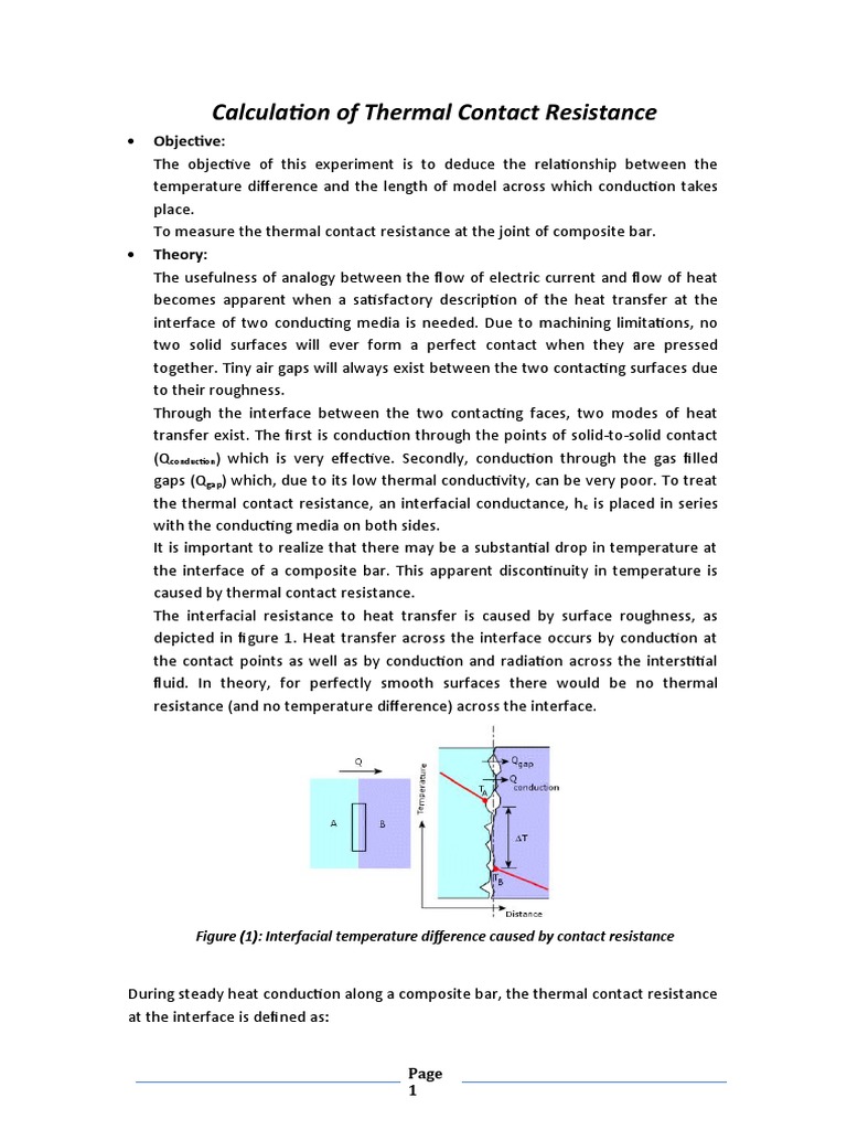 Calculation of Thermal Contact Resistance | PDF | Thermal Conduction ...