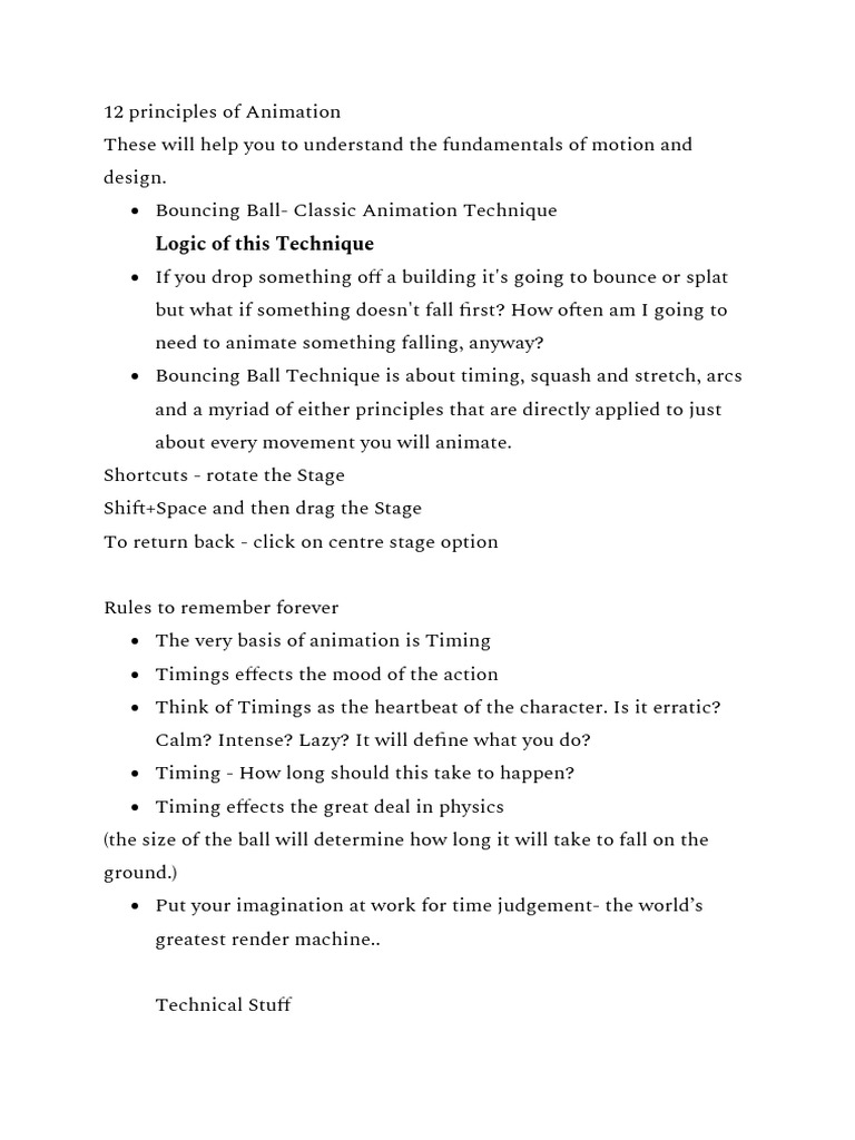Important Principles of Animation Notes | PDF | Adobe Flash | Animation