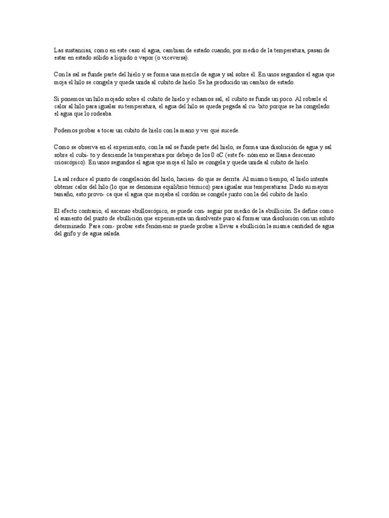 Experimento Hielo y Sal | PDF